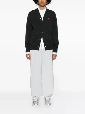 Play Comme Des Garcon Heart-patch Wool Cardigan
