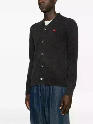 Play Comme Des Garcon Heart-patch Wool Cardigan