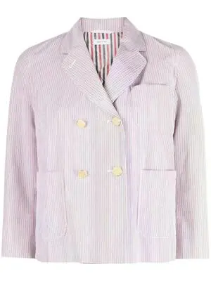 Thom Browne Striped Double-breasted Jacket - Red