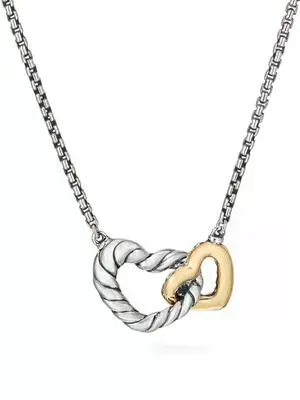 David Yurman 18kt Yellow Gold And Sterling Interlocking Heart Necklace - Silver
