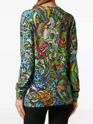 Philipp Plein Cashmere Tattoo Print Jumper