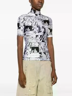 Coperni Funnel-neck Cartoon-print T-shirt