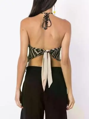 AMIR SLAMA Zebra-print Silk Halterneck Top