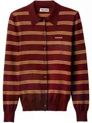 Miu Miu Striped Intarsia-knit Cardigan