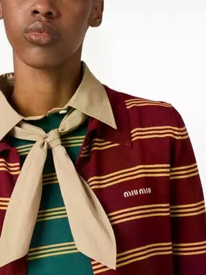 Miu Miu Striped Intarsia-knit Cardigan