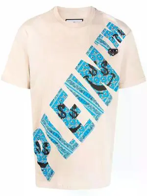 Philipp Plein Graffiti-print Round-neck T-shirt - Neutrals