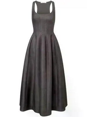 Philosophy Di Lorenzo Serafini Square-neck Full-skirt Midi Dress - Grey