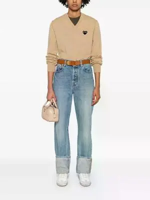 Play Comme Des Garcon Heart-patch Wool Jumper - Neutrals