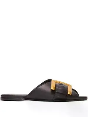 Balmain Anthem Flat Sandals - Black