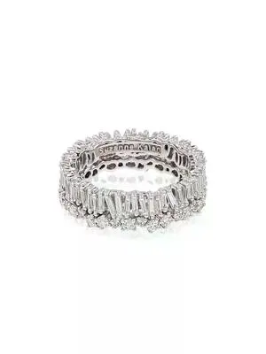 SUZANNE KALAN 18kt White Gold Baguette Diamond Ring - Silver