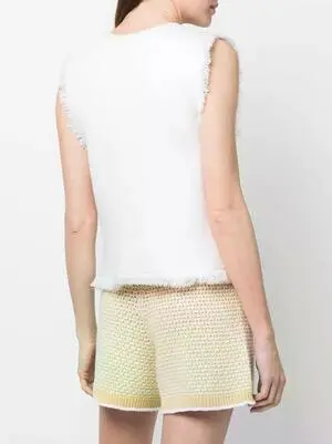 BARRIE Fringe-trim Knitted Top - Neutrals