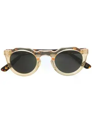 LESCA Round Tinted Sunglasses With Protective Case - Brown