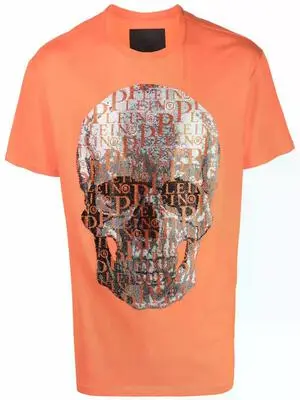 Philipp Plein Beaded Logo-skull T-shirt - Orange