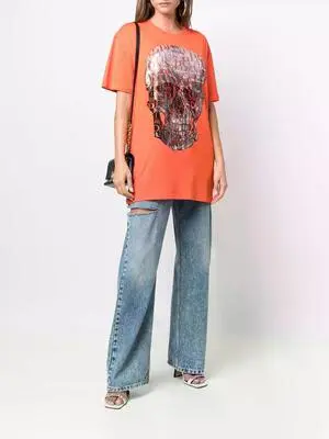 Philipp Plein Beaded Logo-skull T-shirt - Orange