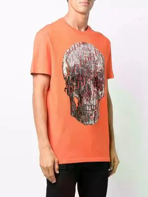 Philipp Plein Beaded Logo-skull T-shirt - Orange