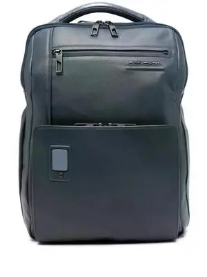 PIQUADRO Akron Leather Backpack - Blue