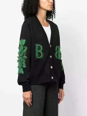 BARRIE B-logo Cashmere Cardigan - Black