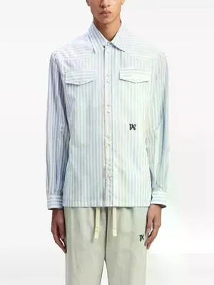 Palm Angels Monogram Striped Cotton Shirt
