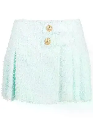 Balmain Pleated Tweed Mini Skirt