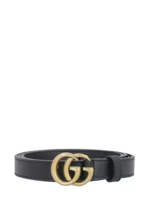 Gucci Double G Buckle Leather Belt - Black