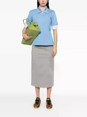 Miu Miu Canvas Shirt With Zip And Button Fastening
