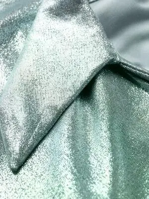 Off-White Metallic Draped Midi Dress
