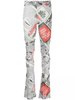 CHARLES JEFFREY Newspaper-print Skinny Trousers - Black