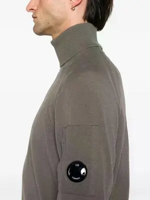 C.P. COMPANY Virgin Wool Blend Roll Neck Sweater - Grey