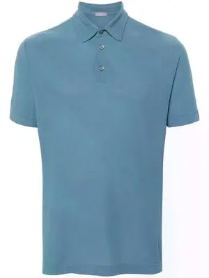 ZANONE Fine-knit Cotton Polo Shirt - Blue