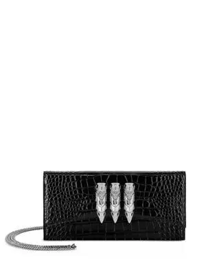 Philipp Plein Mini Crocodile Print Clutch - Black