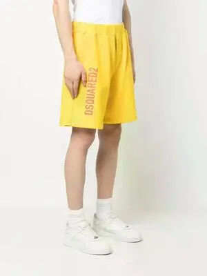 Dsquared2 Cotton Logo Print Shorts - Yellow