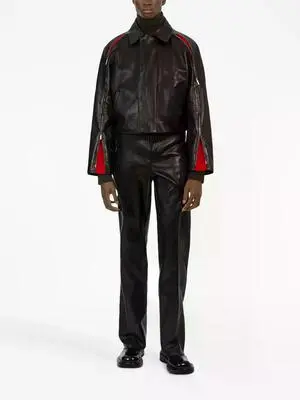 FERRAGAMO Contrasting-panel Zip-up Leather Jacket