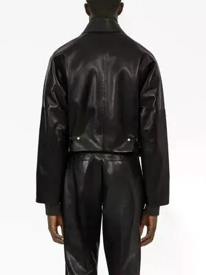 FERRAGAMO Contrasting-panel Zip-up Leather Jacket