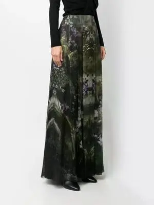 Alberta Ferretti Floral Print Silk Maxi Skirt