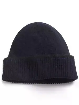 BARRIE Shearling-trim Cashmere Beanie - Blue