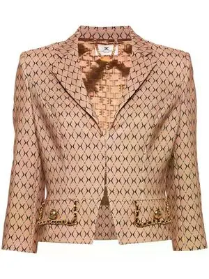 Elisabetta Franchi Diamond-print Cropped Jacket