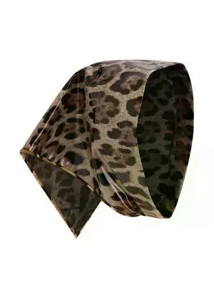 Dolce & Gabbana Leopard-print Coated Satin Triangle Veil