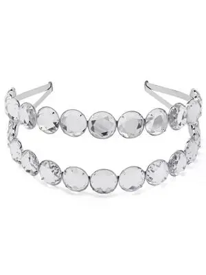 JIMMY CHOO Double Row Crystal Embellished Headband - Silver