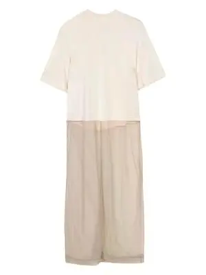 Toga Paneled Short-sleeve Dress - Neutrals