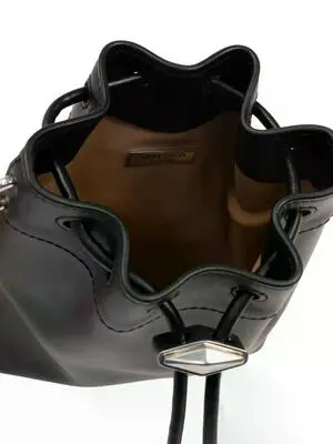 JIMMY CHOO Mini Cinch Leather Bucket Bag - Black