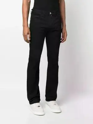BILLIONAIRE Logo-embroidered Straight-leg Jeans - Black