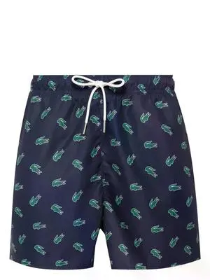 Lacoste Crocodile-print Drawstring Swim Shorts - Blue