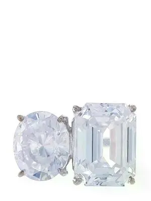 FANTASIA BY DESERIO Emerald Oval-cut Ring - Silver