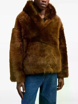 AMI Paris Lamb Shearling Hooded Jacket
