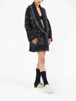 Alanui Bandana Jacquard Cashmere Cardigan - Blue