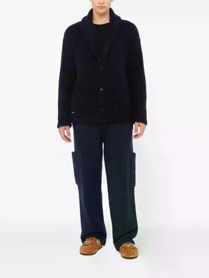 Alanui Ribbed Shawl Collar Cardigan - Blue