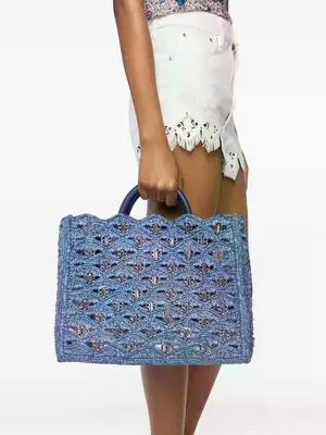 Rabanne Woven Raffia Tote Bag