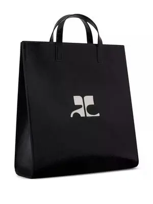 COURREGES Heritage Leather Tote Bag - Black