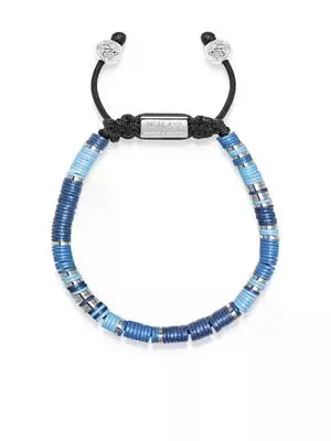 NIALAYA JEWELRY Logo-plaque Beaded Bracelet - Blue