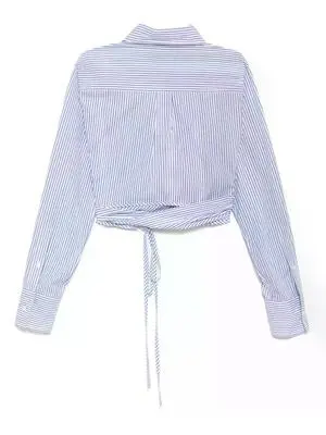 Monse Striped Long-sleeved Wrap Cropped Shirt
